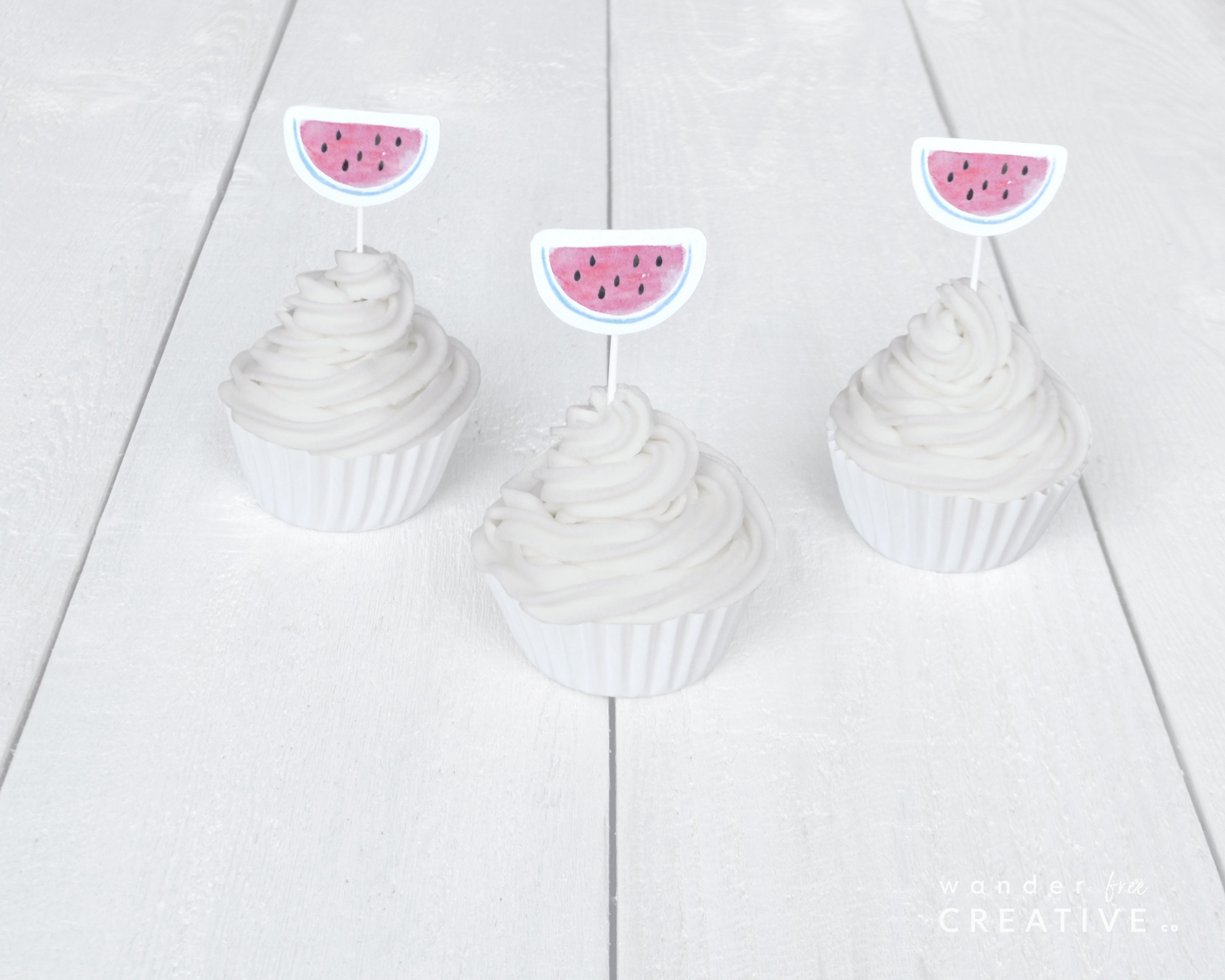 PRINTABLE Cupcake Toppers Watermelon Cupcake Topper Pink Watermelon ...