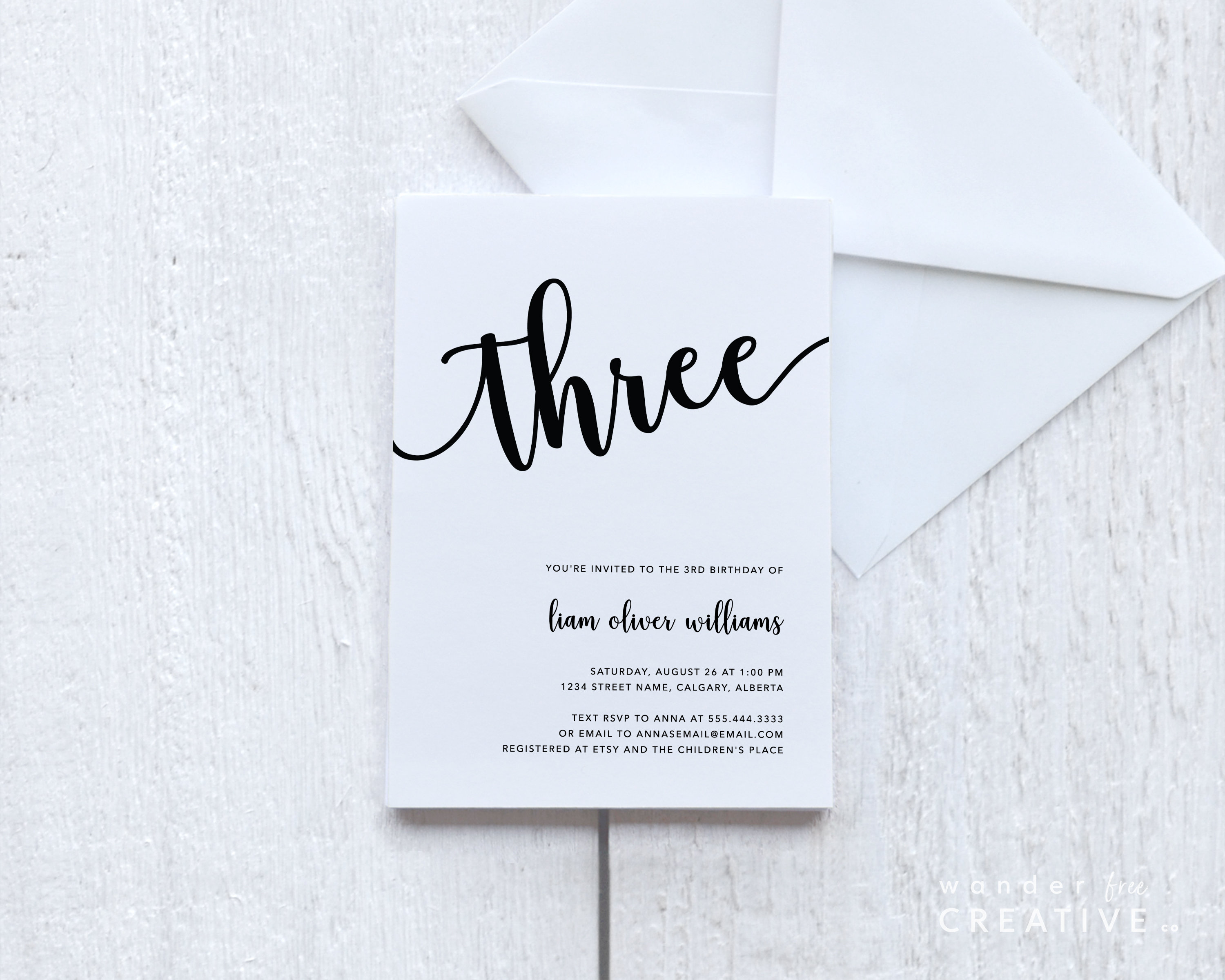 PRINTABLE Invite Three 3rd Birthday Invitation Template - Etsy