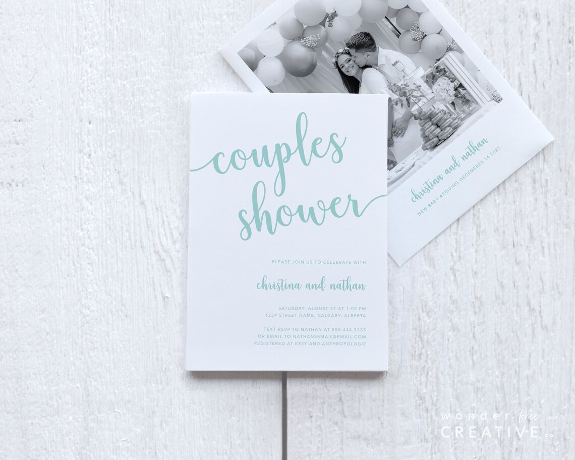 PRINTABLE Couples Shower Invite Template Mint Green - Etsy Canada