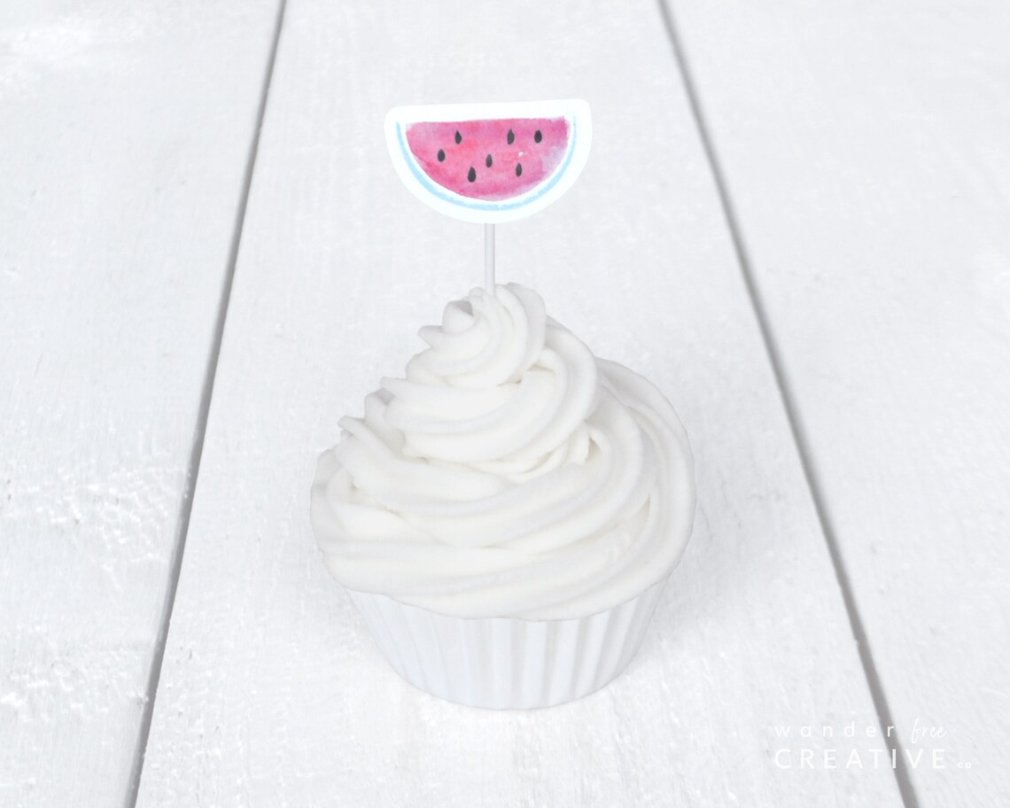 PRINTABLE Cupcake Toppers Watermelon Cupcake Topper Pink Watermelon ...