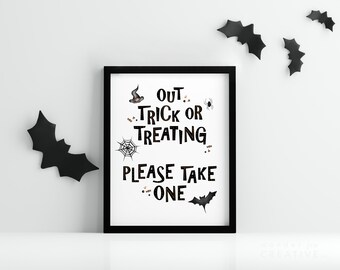 Halloween Door Sign Printable, Trick or Treat Sign, Please Take One ...