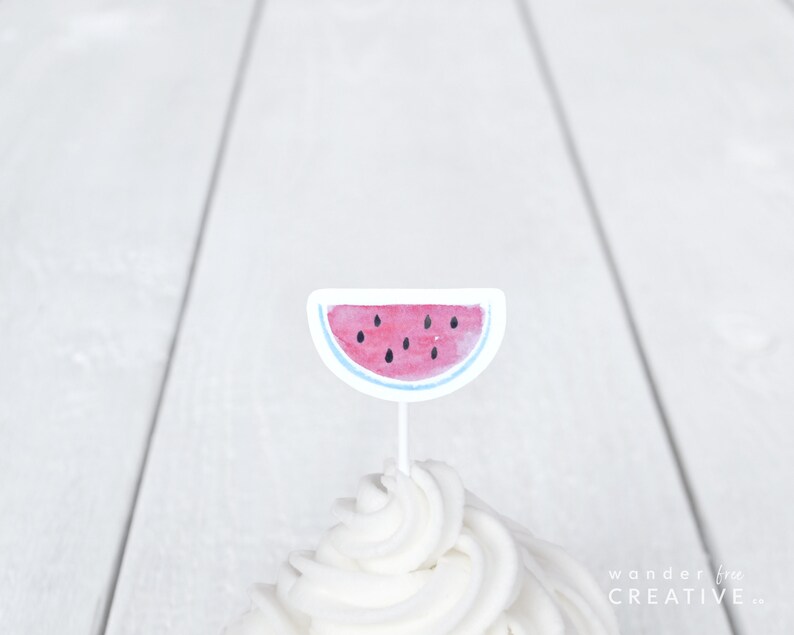 PRINTABLE Cupcake Toppers Watermelon Cupcake Topper Pink Watermelon ...