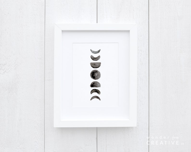 PRINTABLE Moon Phases Print Black and White Moon Poster Lunar - Etsy México