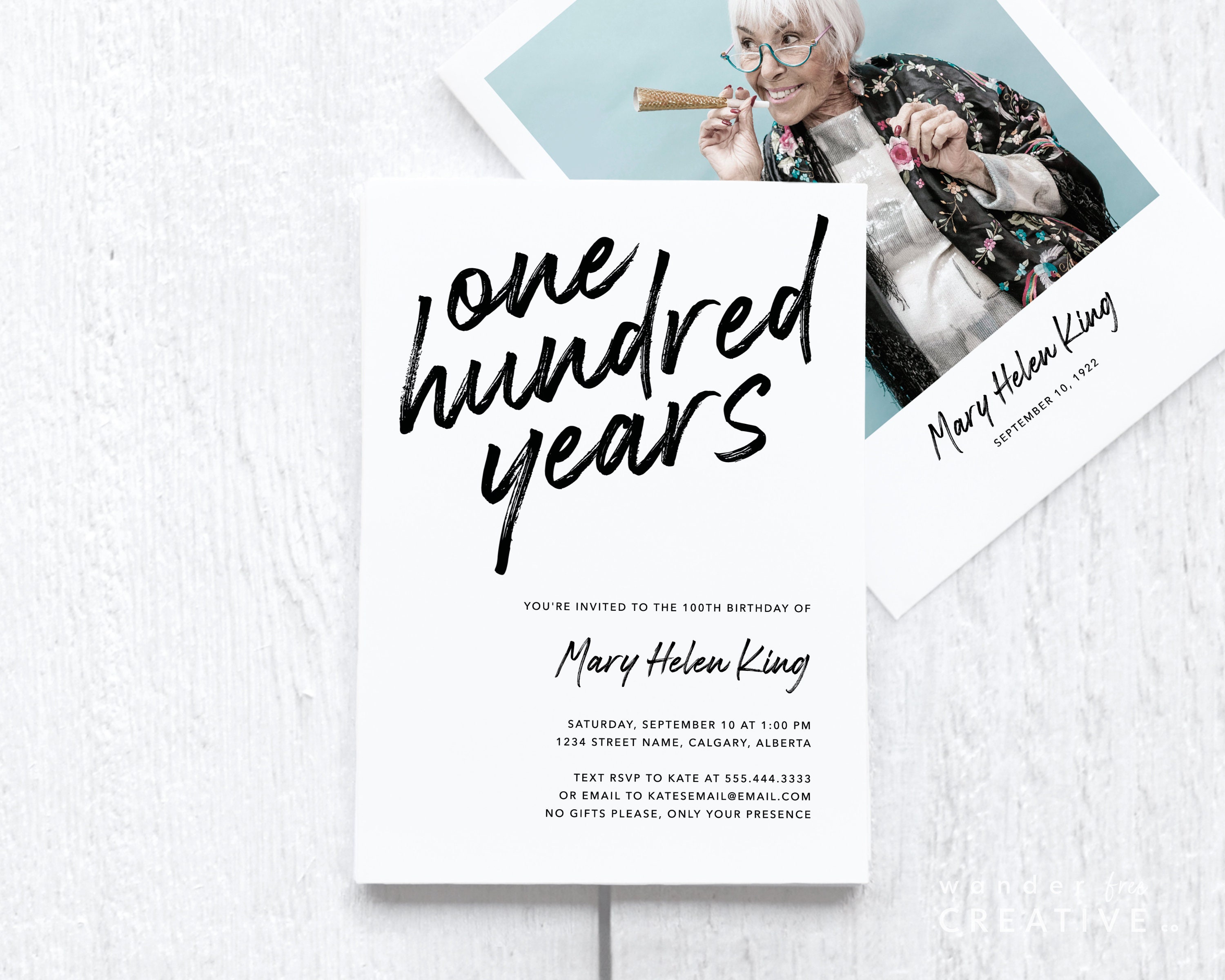 PRINTABLE Invite One Hundred Years 100th Birthday Invitation Template ...