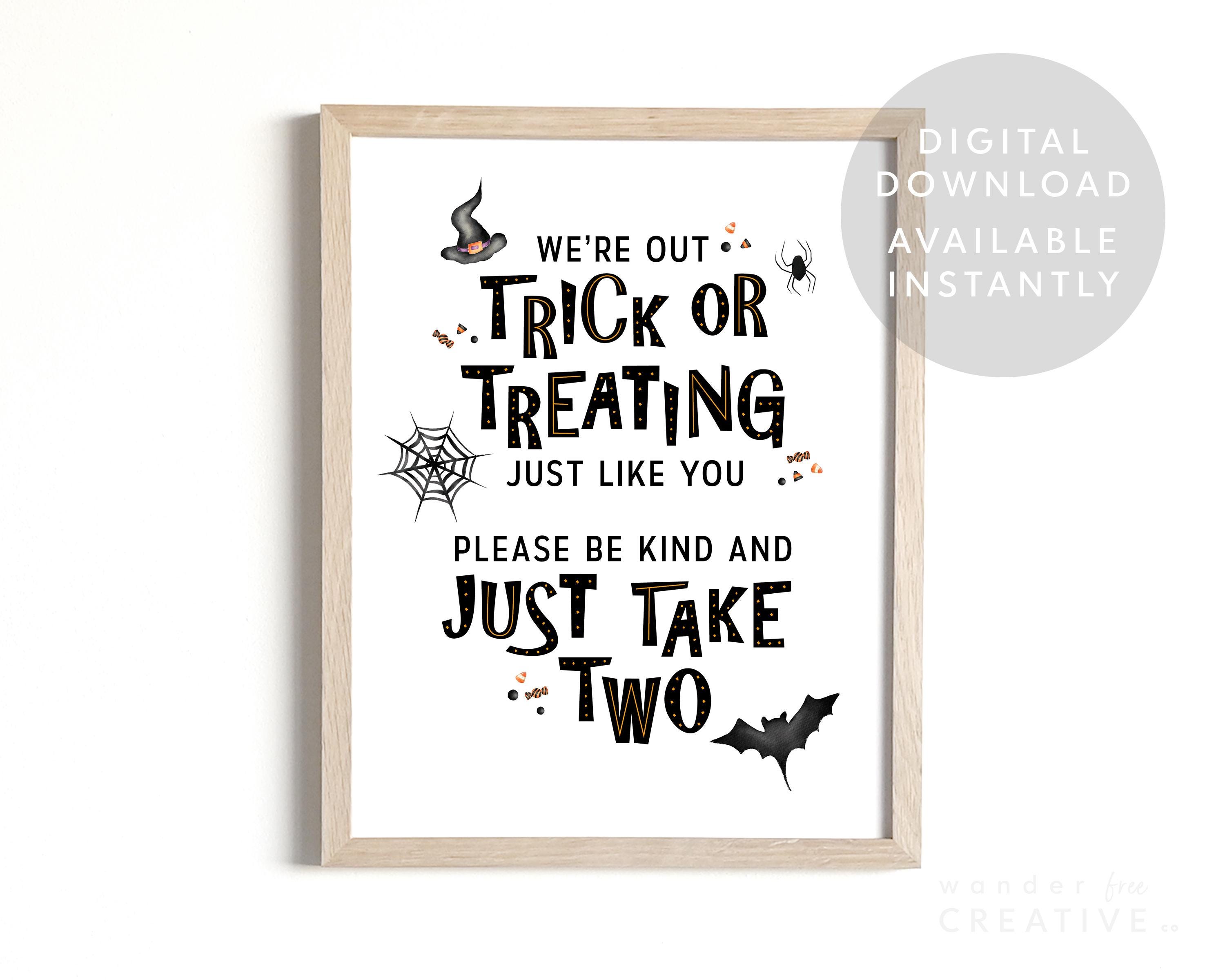 Halloween Trick or Treating Door Sign, Halloween Candy Sign Printable ...