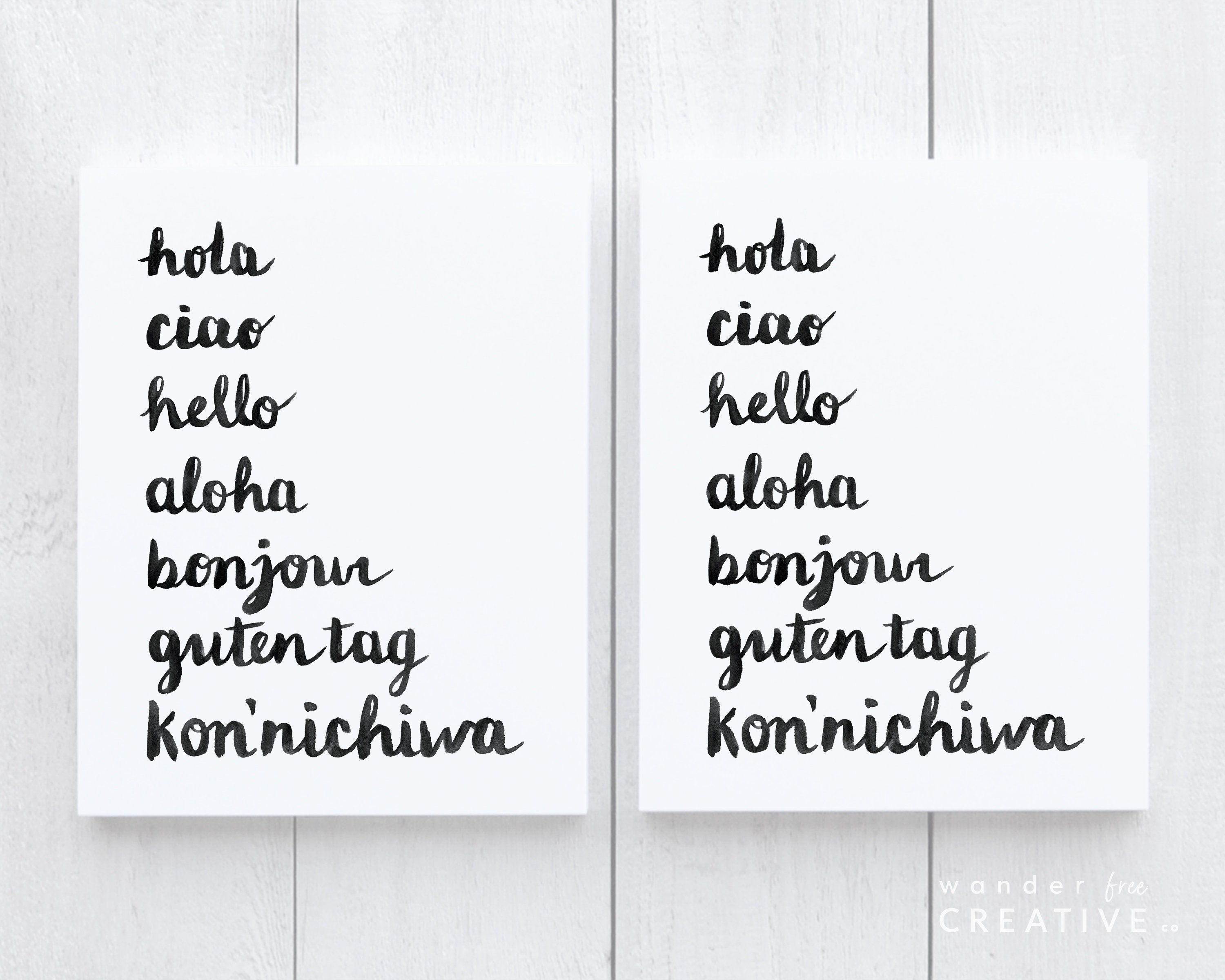 PRINTABLE Hello Languages Poster Travel Print Spanish German French ...