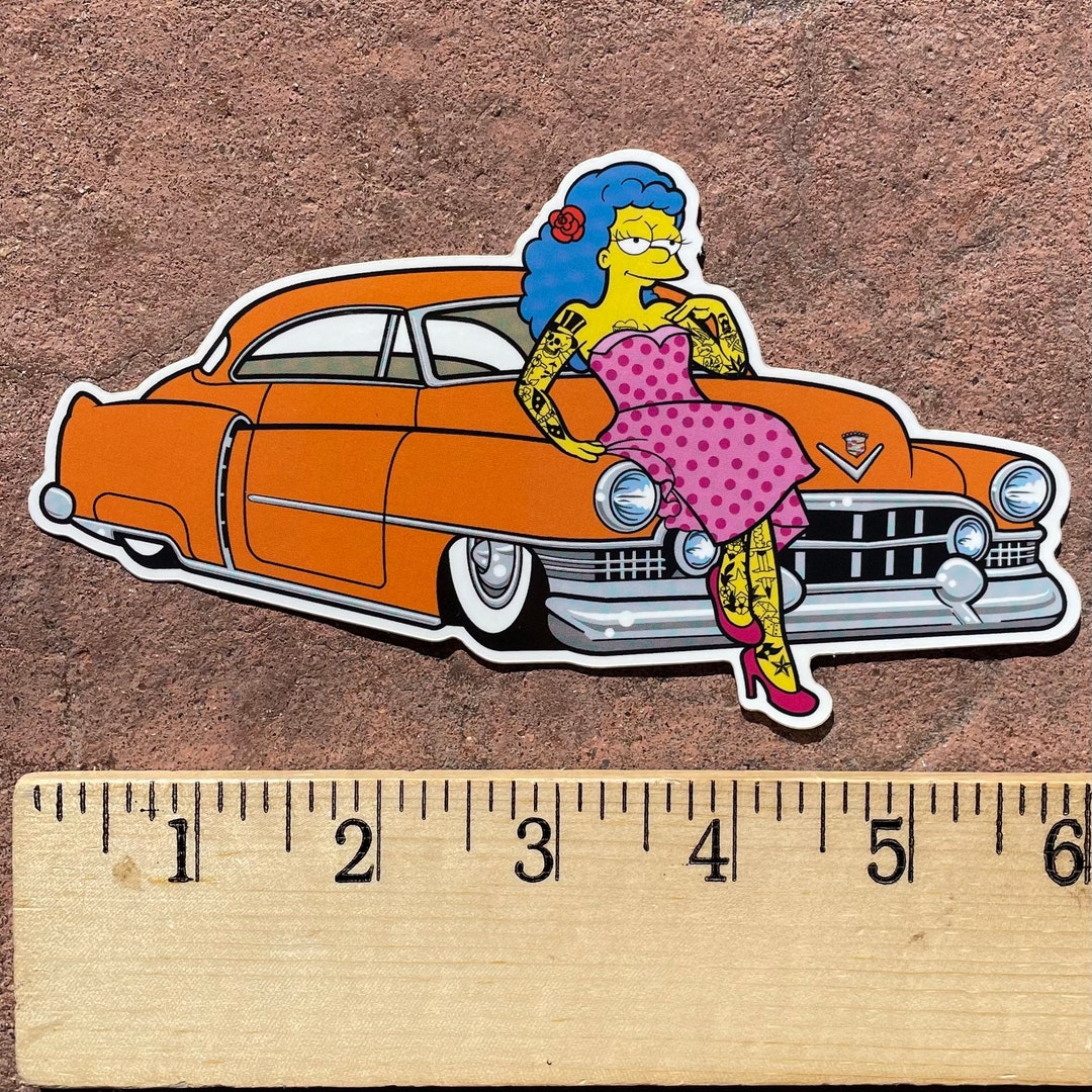 Mean Marge Simpson Rockabilly Pinup Cadillac Sticker - Etsy