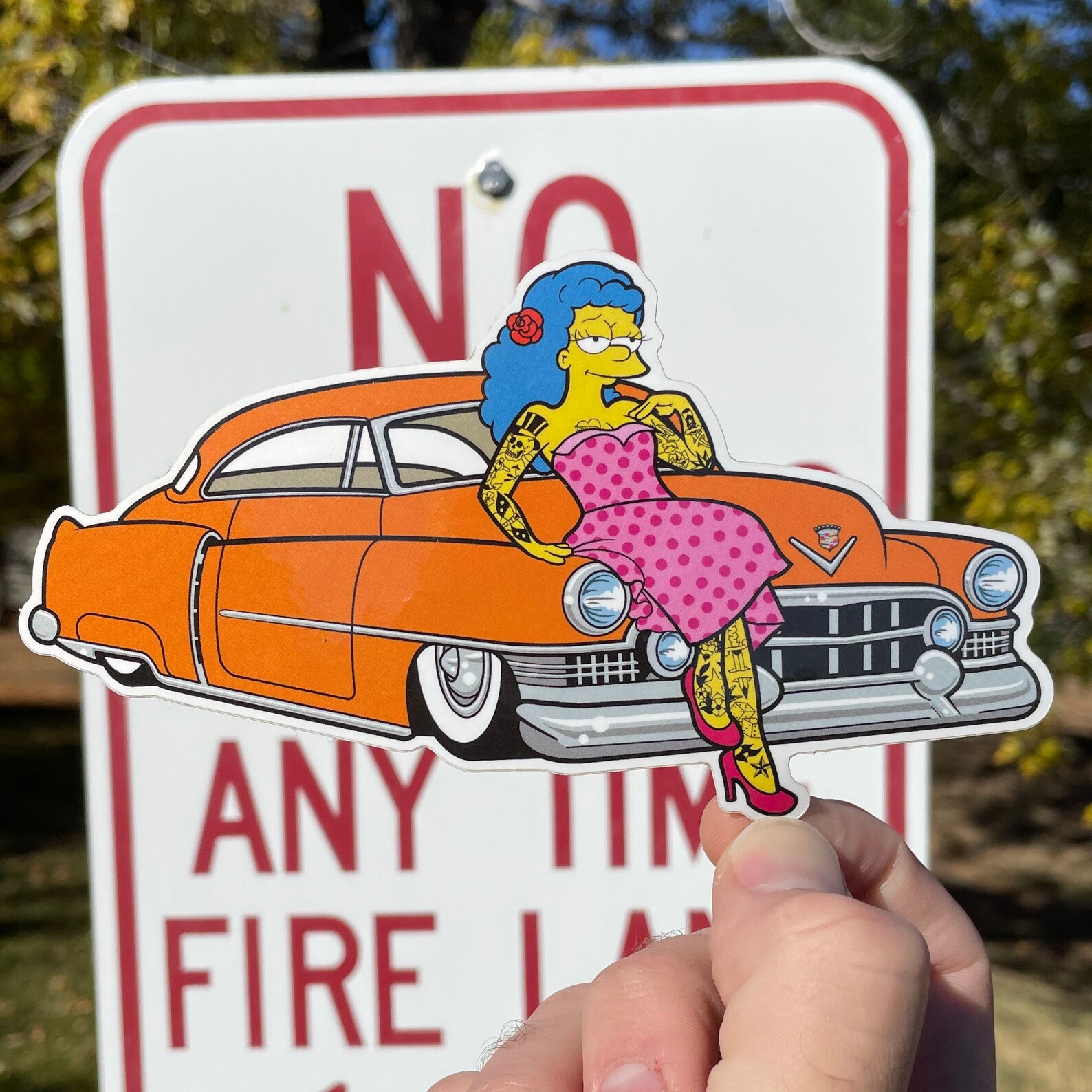 Mean Marge Simpson Rockabilly Pinup Cadillac Sticker - Etsy