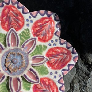 Handmade Ceramic Flower Set, Purple, Green, Pink, Indoor-outdoor Decor ...