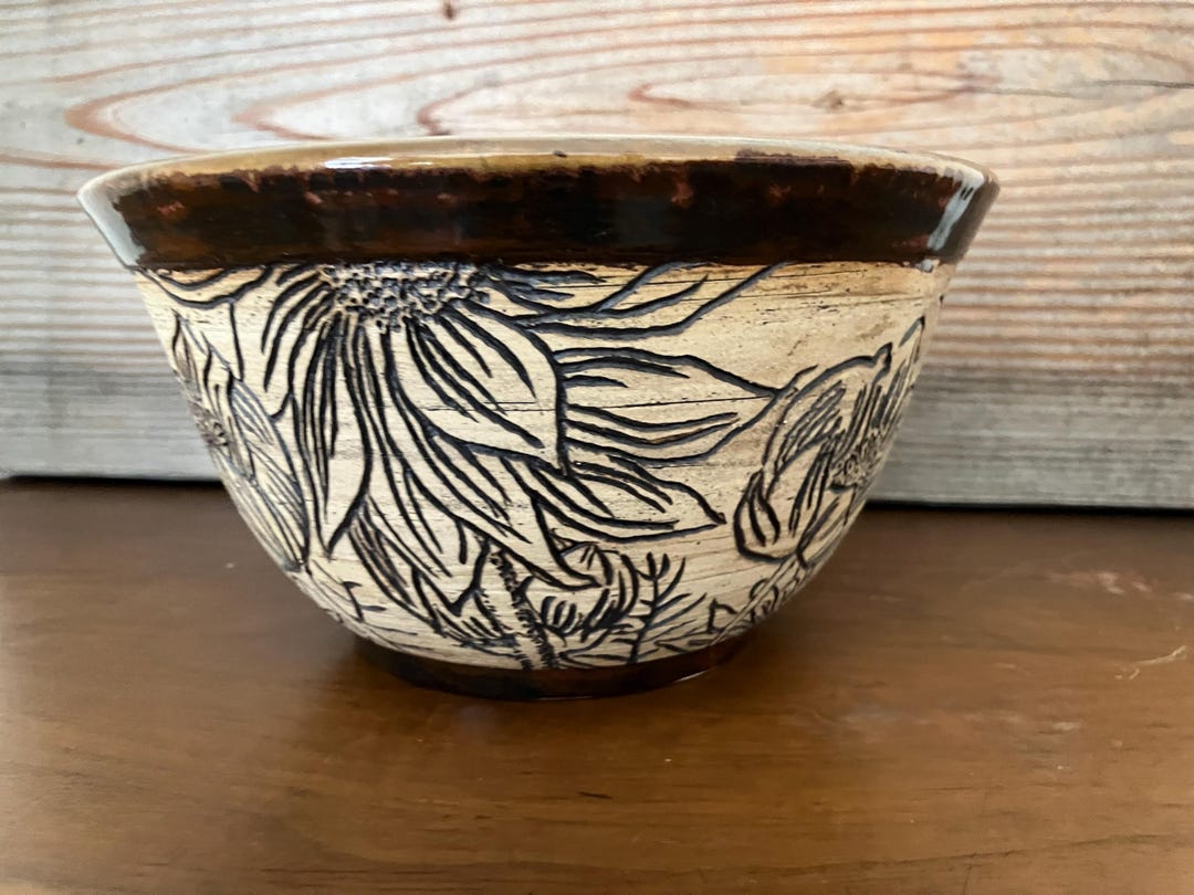 Beautiful Agateware Bowl, Mishima Floral Bouquet, Wheelthrown ...