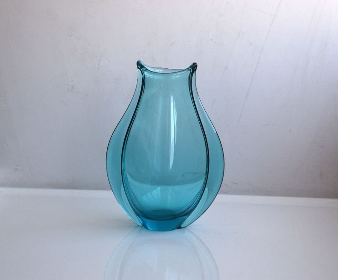 Vintage 7 Zelezny Brod Sklo Glassworks Aqua Blue Vase by Miloslav ...