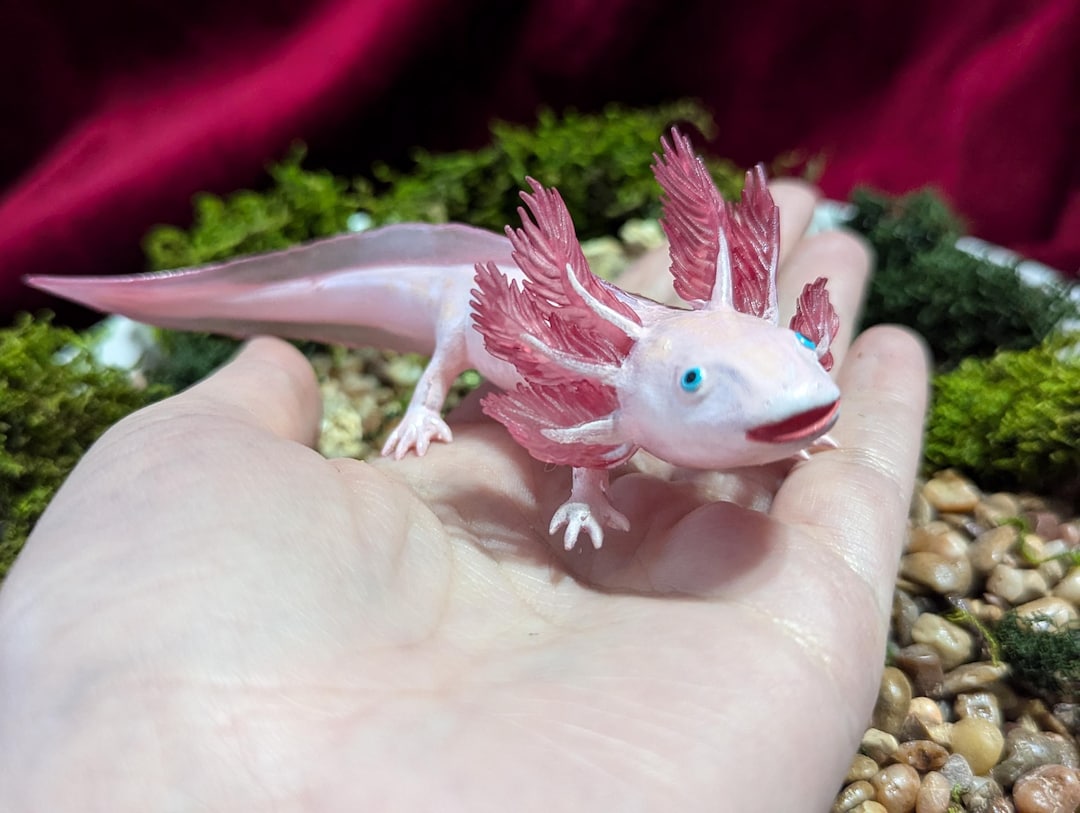 Axolotl Figurine, Mud Puppy, Realistic With Translucent Tail and Gills ...