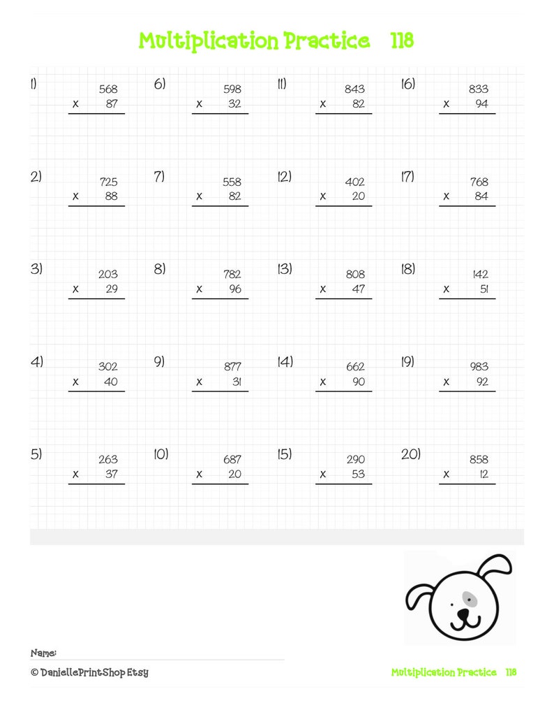 500 Math Drills - Multiplication Worksheets (with Answers) - Etsy