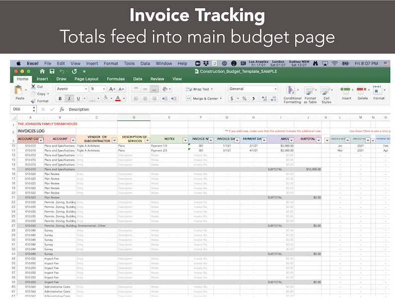 Construction Budget, Management and Cost Tracking Tool - Etsy