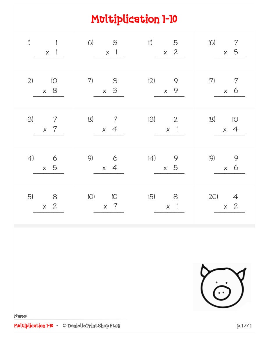 285 Math Drills - Multiplication Worksheets (with Answers) - Etsy