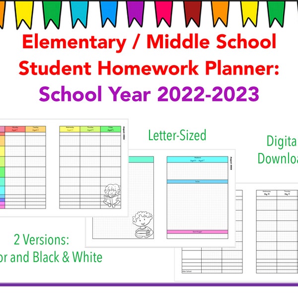 Middle School Assignment Tracker - Etsy