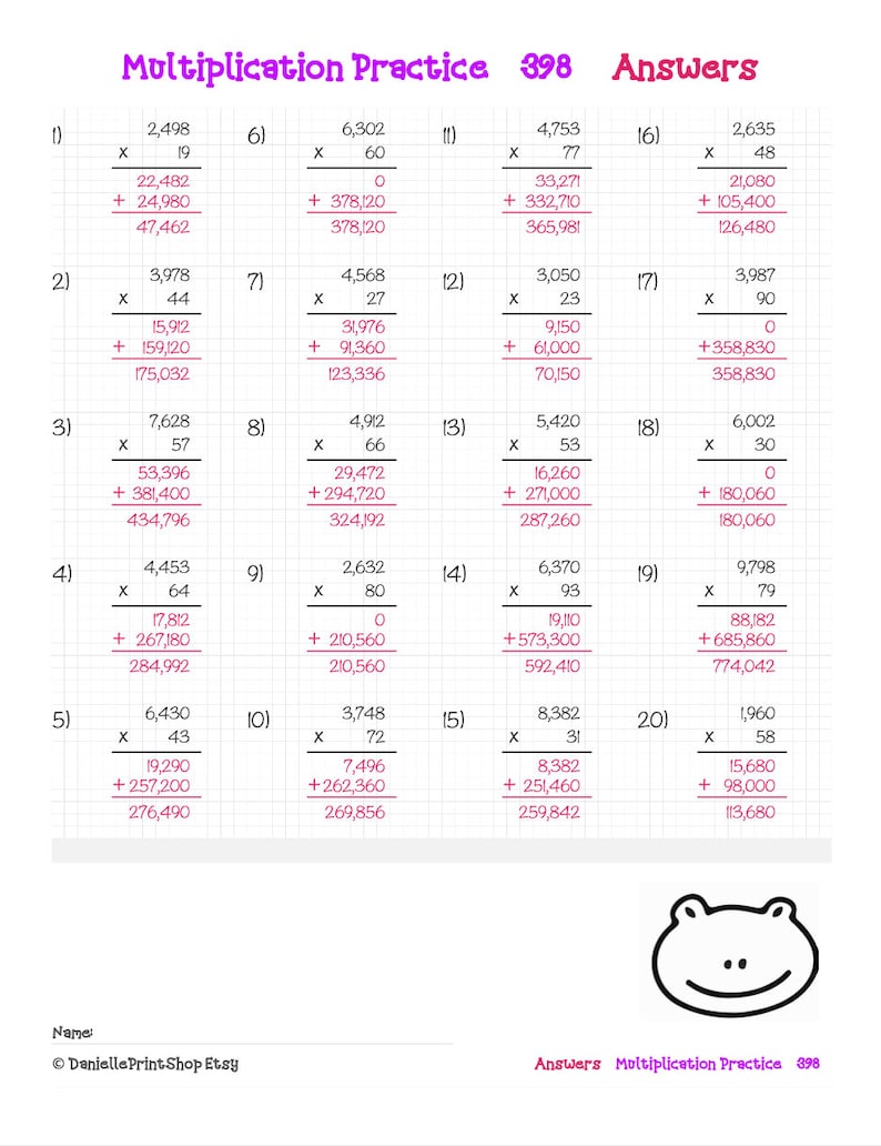 500 Math Drills - Multiplication Worksheets (with Answers) - Etsy