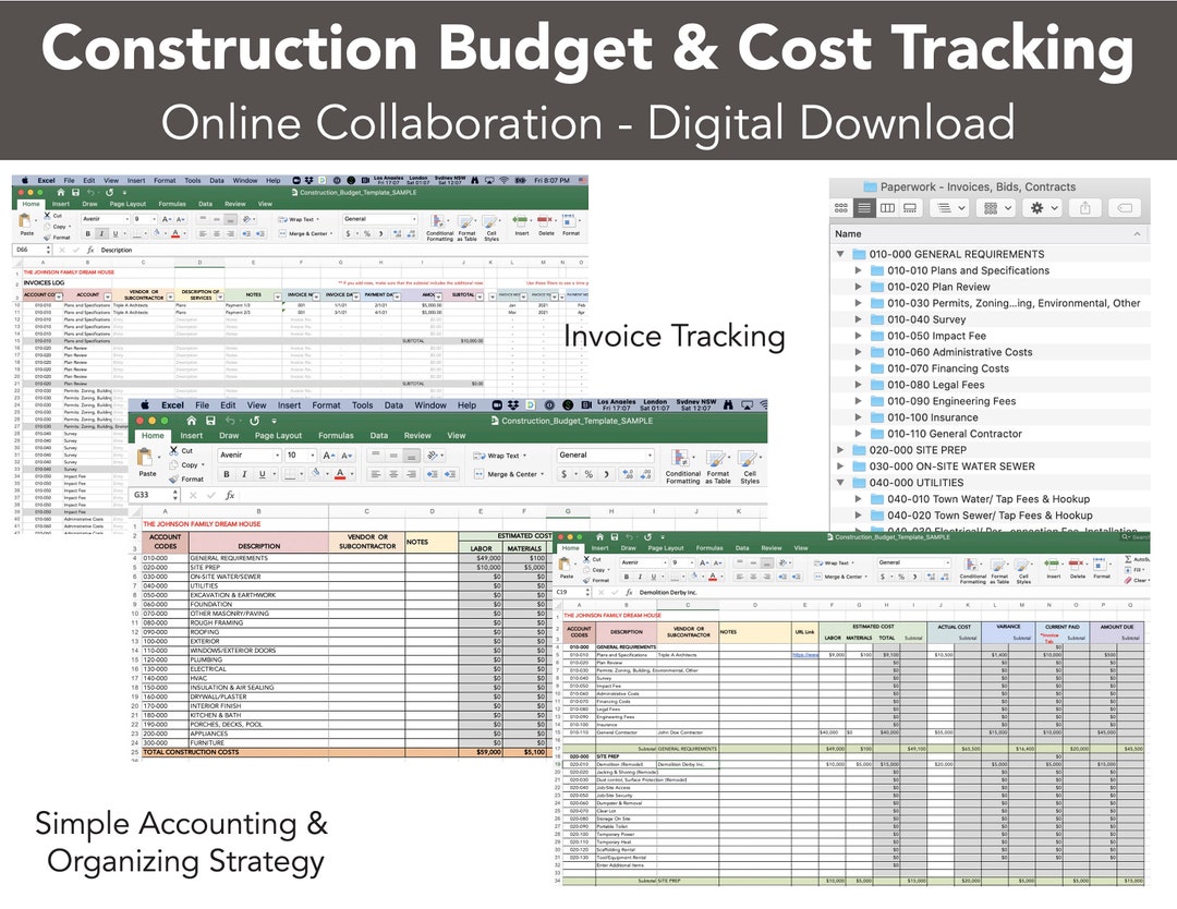 Construction Budget, Management and Cost Tracking Tool - Etsy