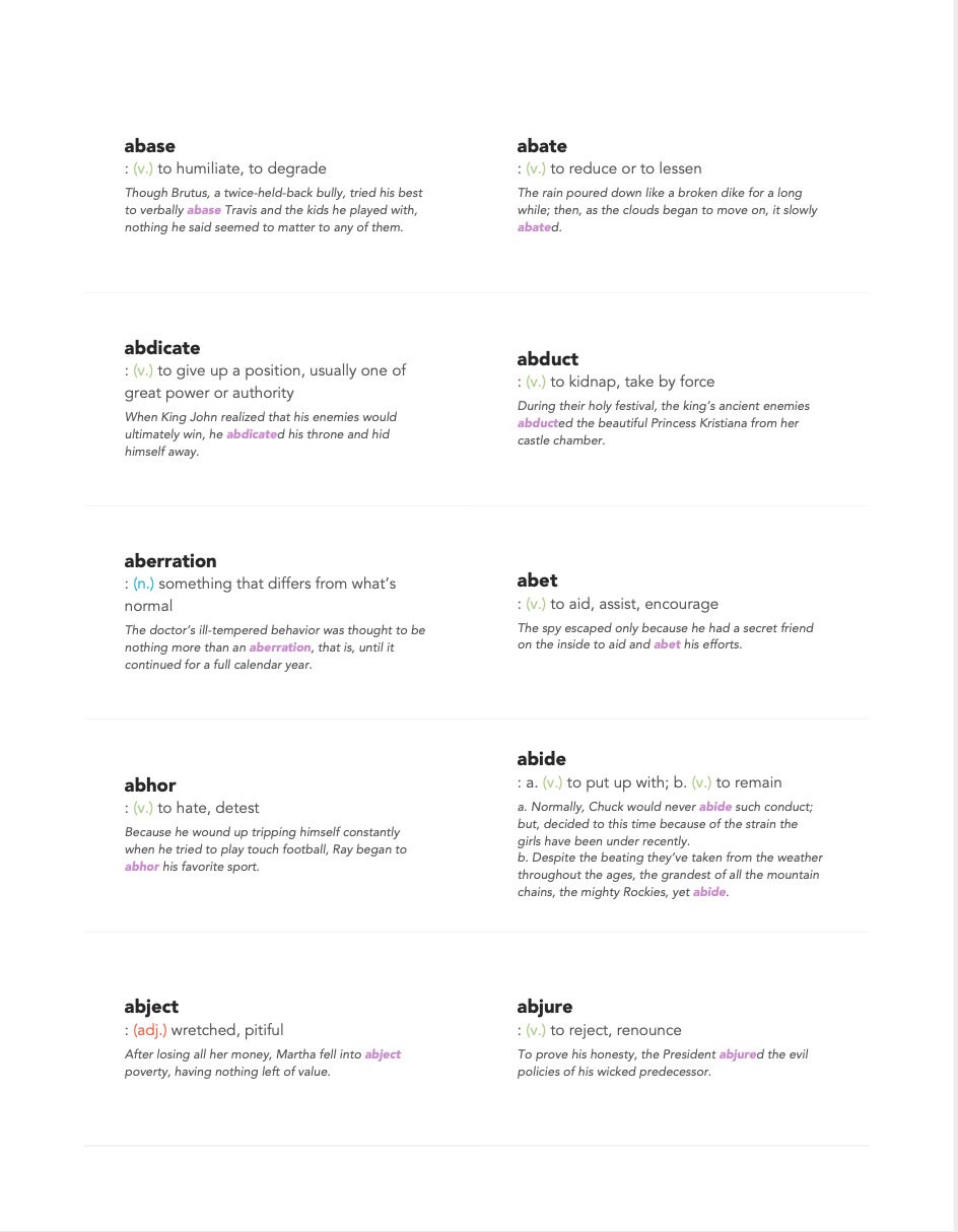 1,000 High School SAT Vocabulary Words: Worksheets and Flashcards - Etsy