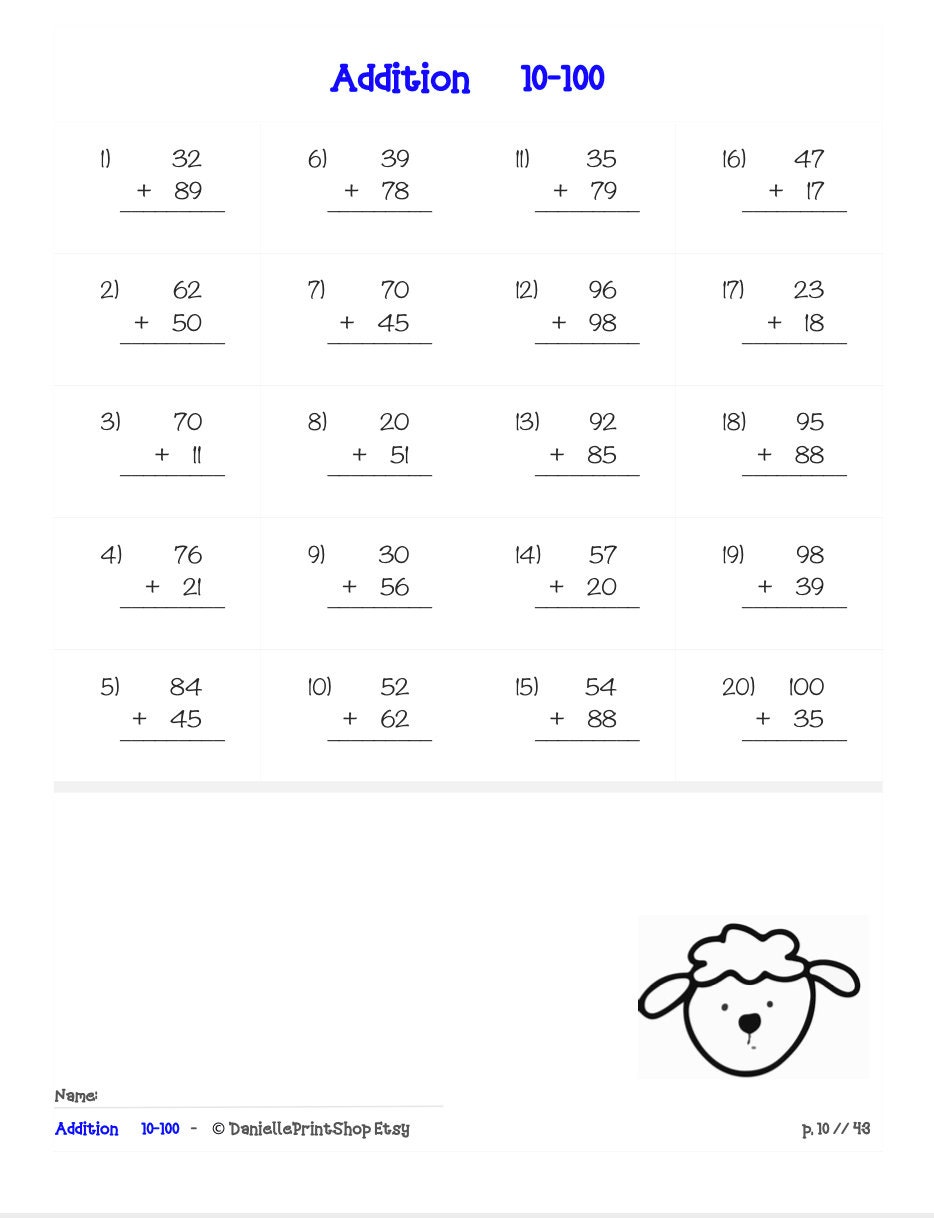 537 Math Drills - Addition and Subtraction Worksheets - Etsy