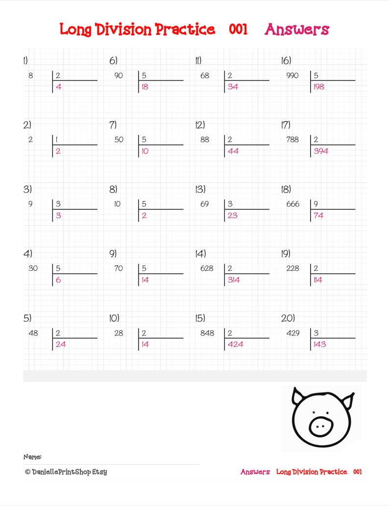 500 Math Drills Long Division Worksheets European, French with Answers ...