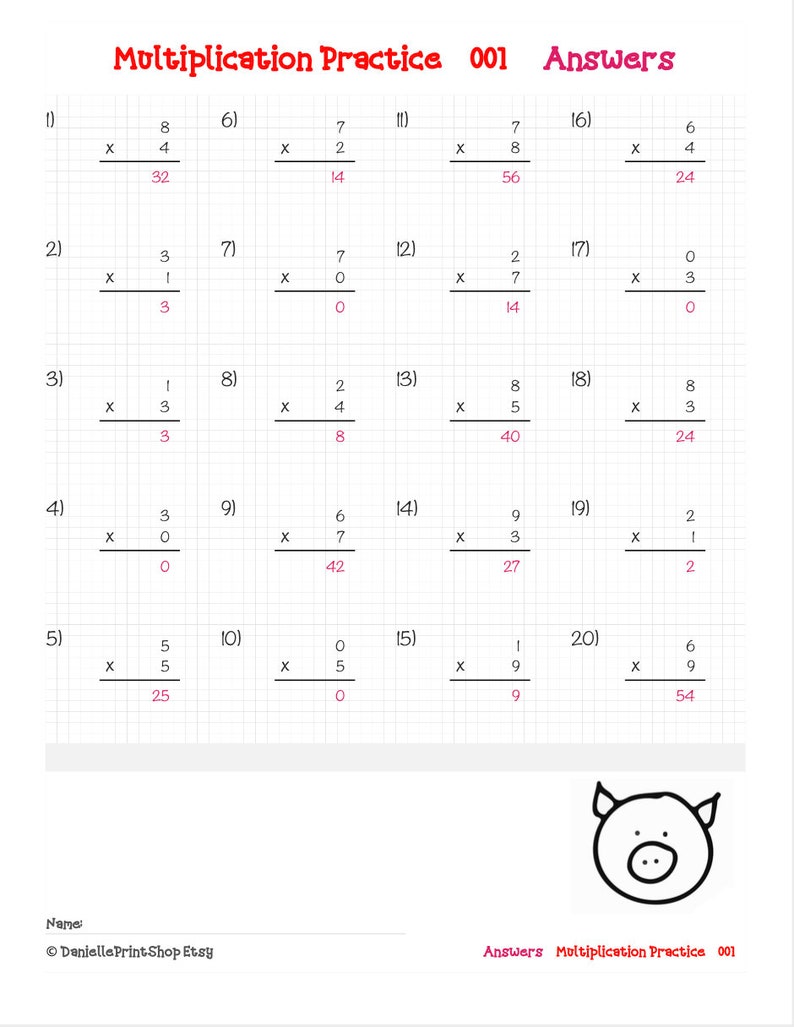 500 Math Drills - Multiplication Worksheets (with Answers) - Etsy