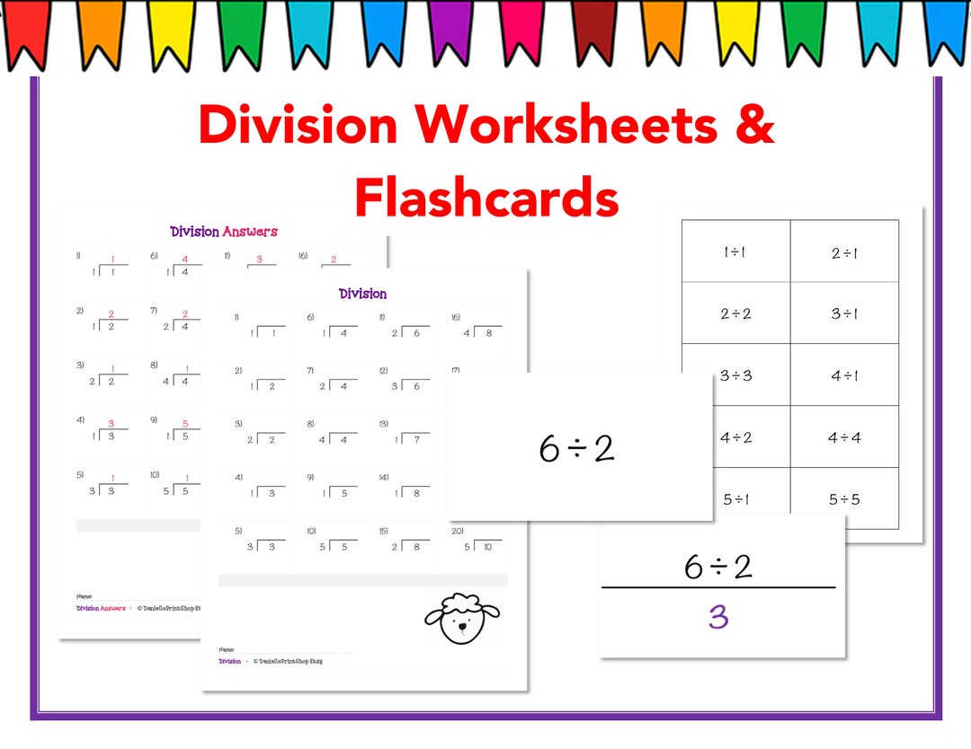 Division Practice - Worksheets & Flashcards - Etsy