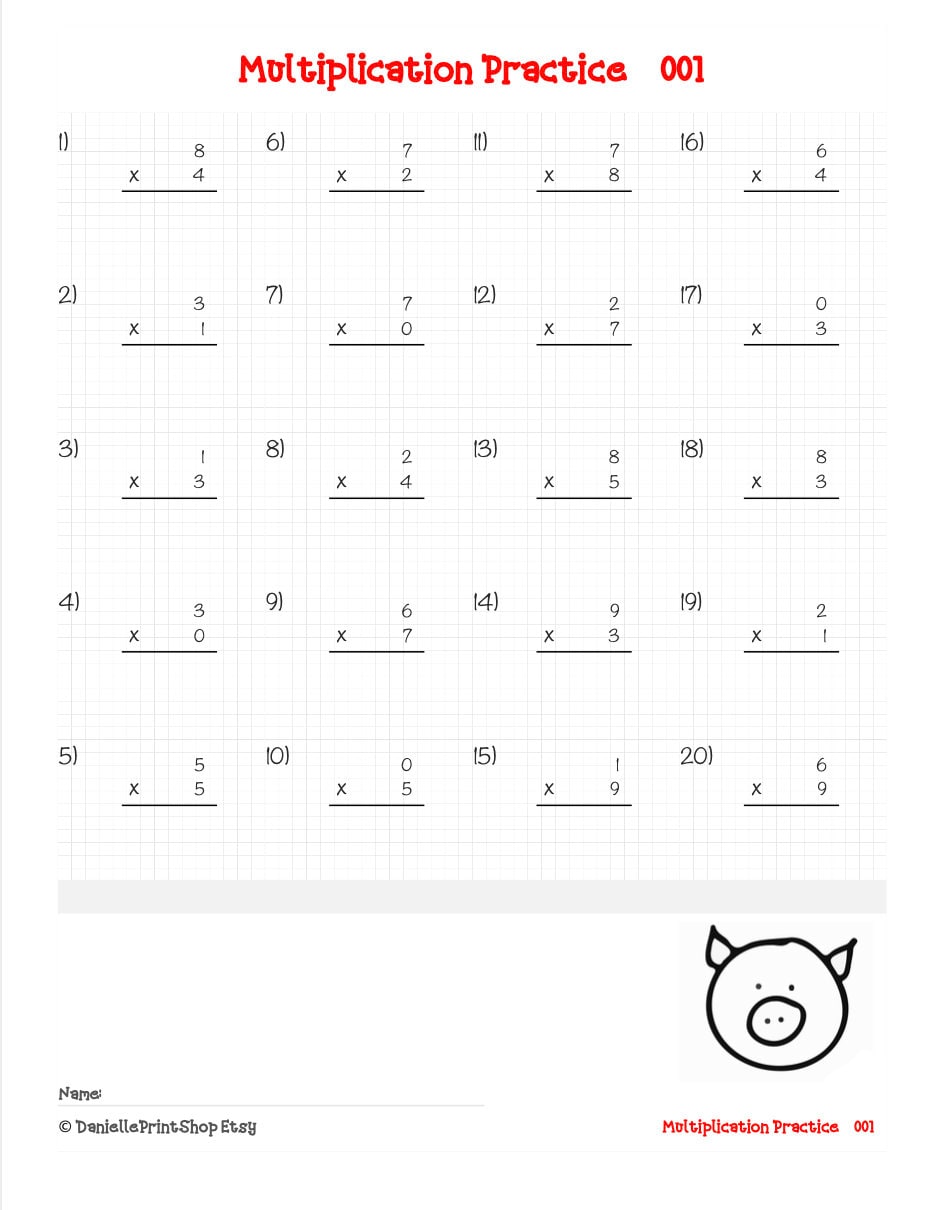 500 Math Drills - Multiplication Worksheets (with Answers) - Etsy