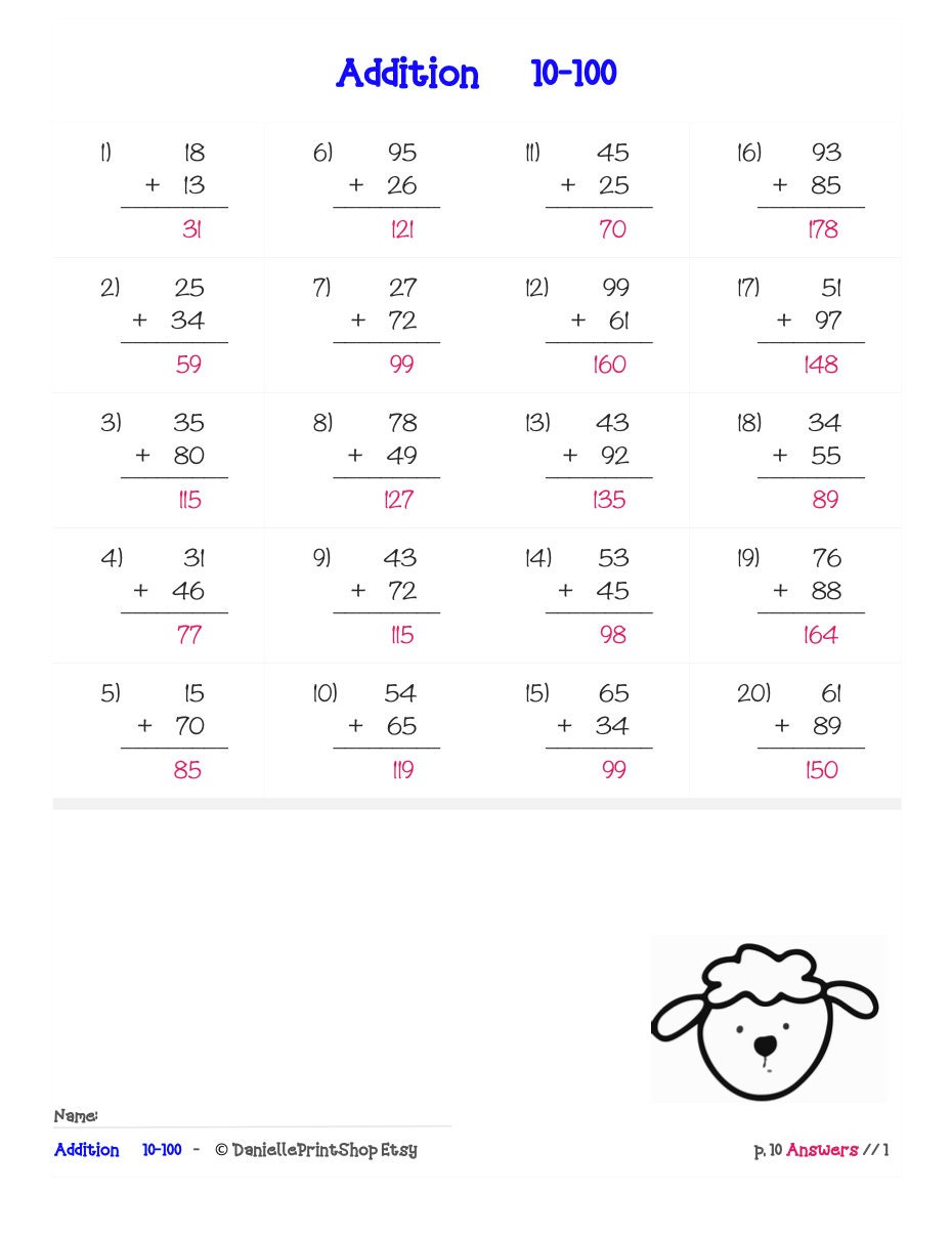 537 Math Drills - Addition and Subtraction Worksheets - Etsy