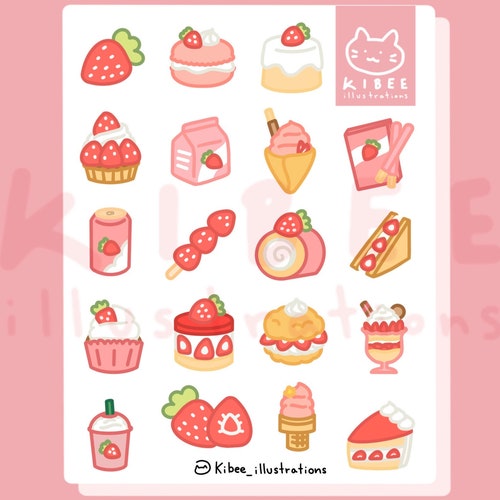 Strawberry Sweets Sticker Sheet - Etsy