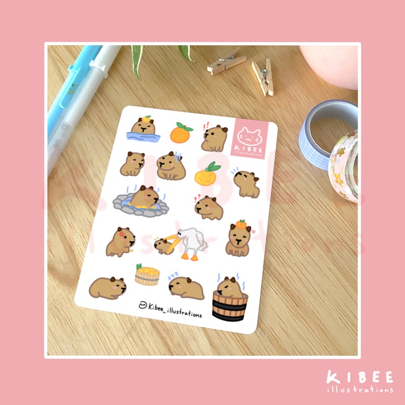 Capybara Sticker Sheet | Etsy