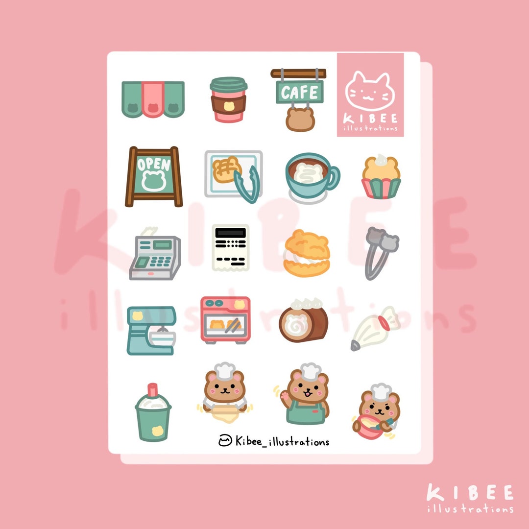 Bear Cafe Sticker Sheet - Etsy