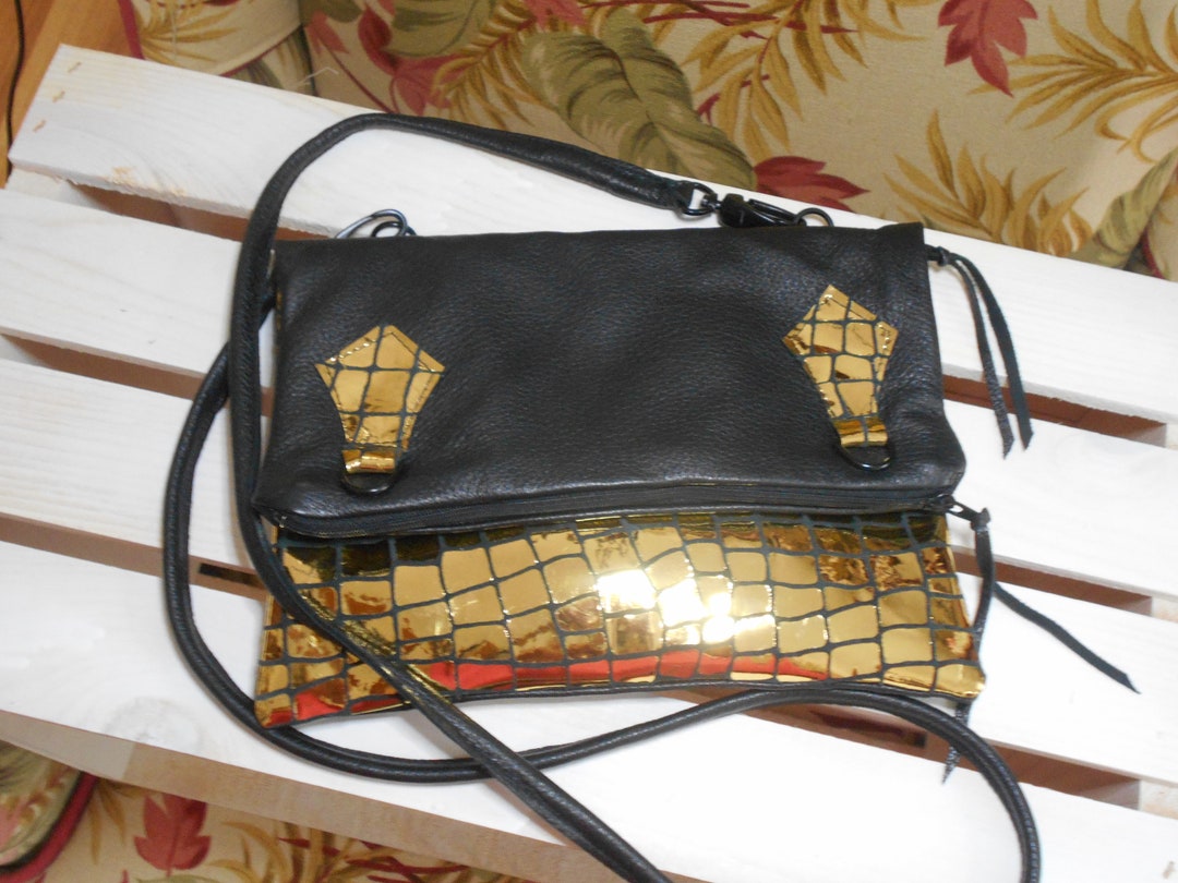 Convertible Fold over Bag de Up-Cycled Genuine Leather - Etsy España