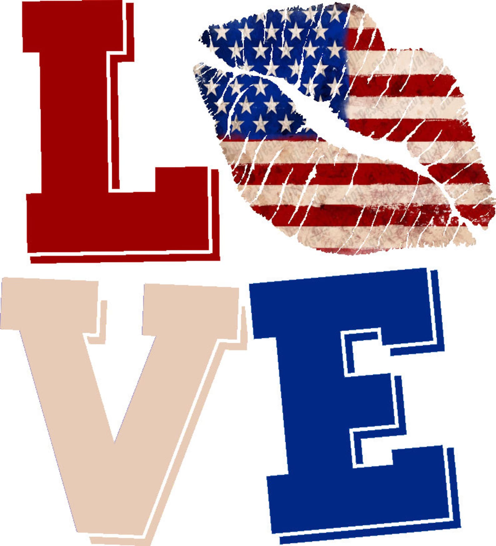 Patriotic Love Lips - PNG - Etsy