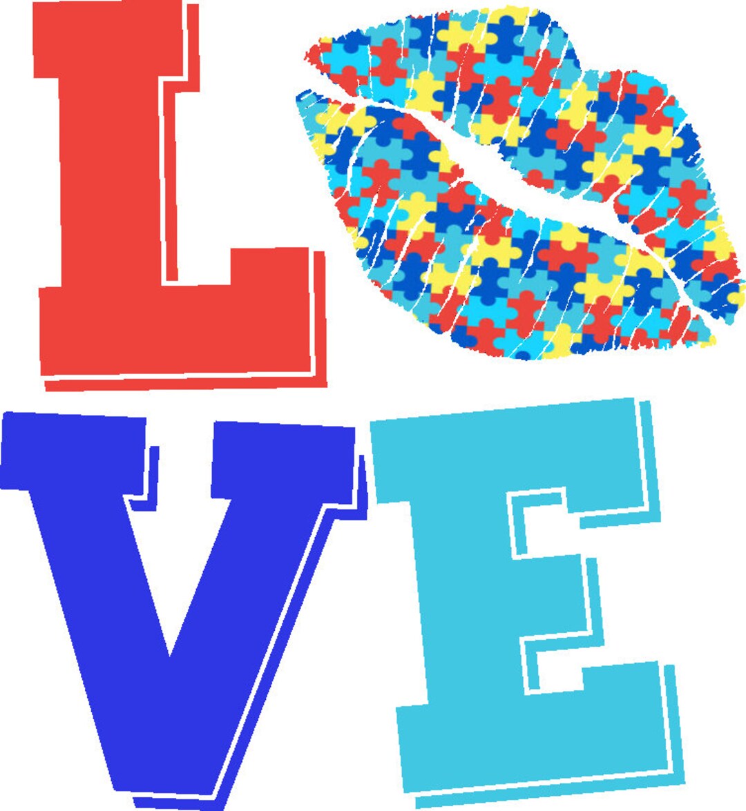 Autism Love Lips - PNG - Etsy