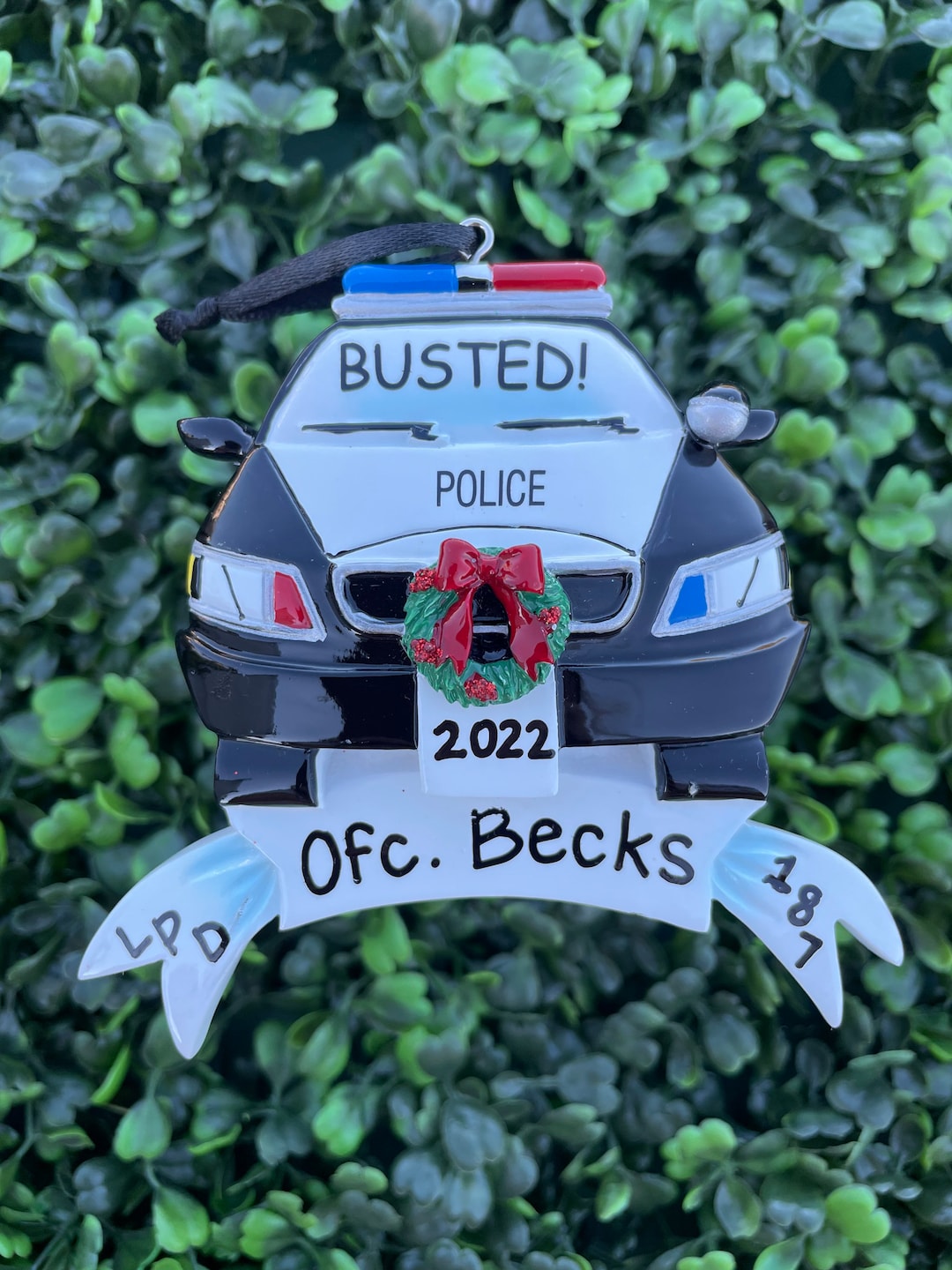 POLICE CAR Ornament | Hand Personalized • Ceramic • Christmas Ornament ...