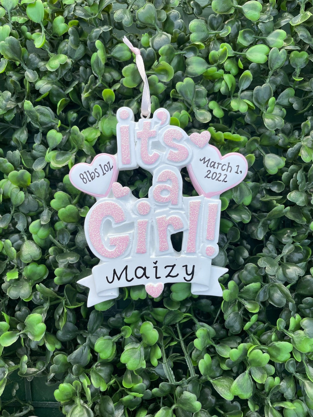 IT'S A GIRL Ornament | Hand Personalized • Ceramic • Christmas Ornament ...