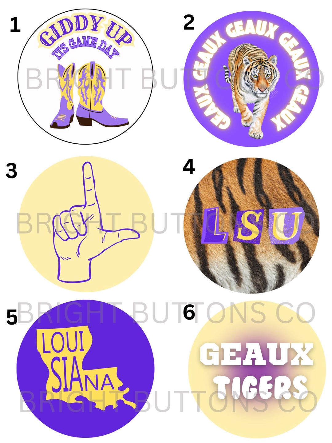 LSU Gameday Buttons - Etsy