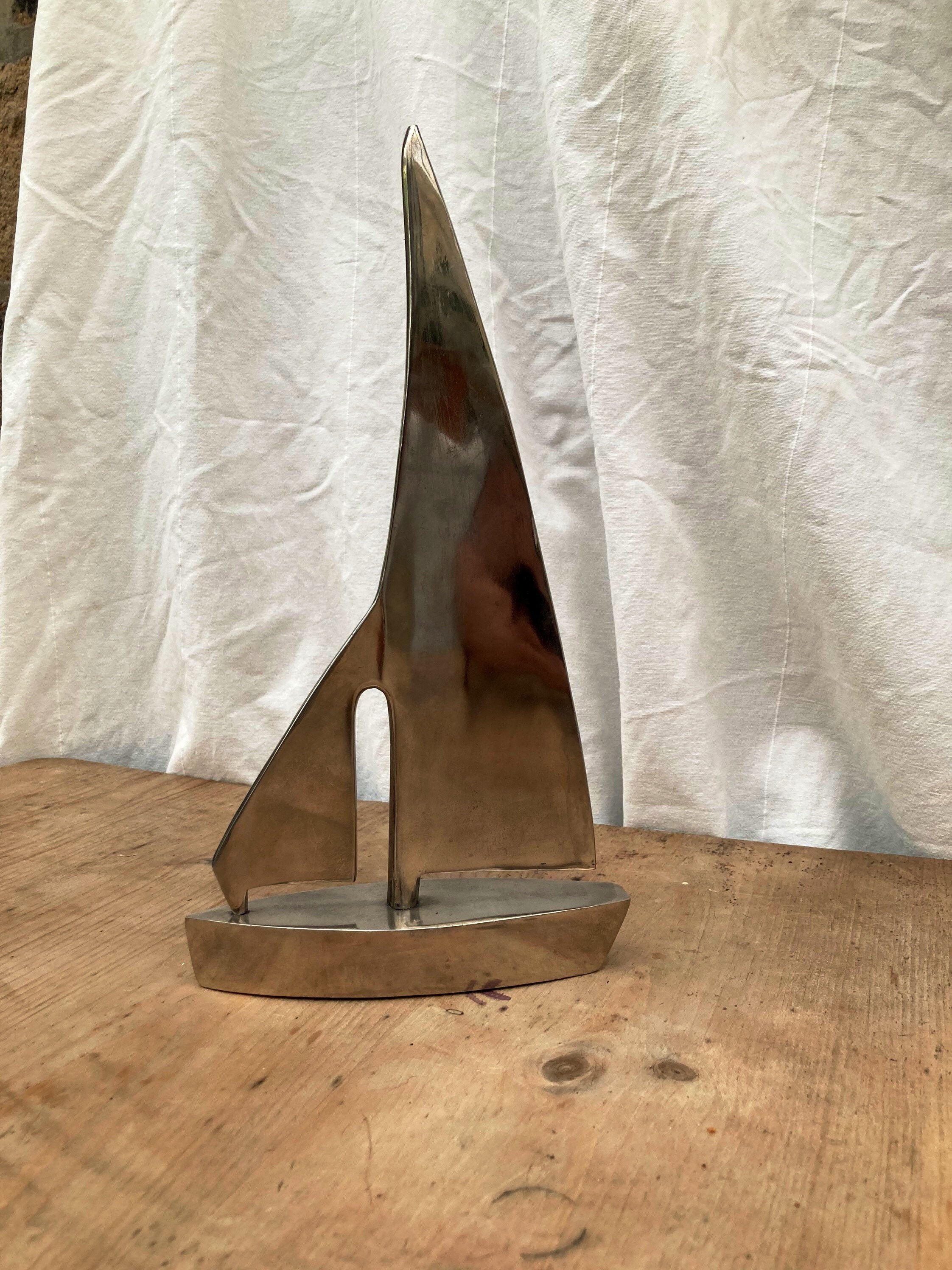 Retro Metal Ship Sculpture Mid Century Metal Sail Boat - Etsy