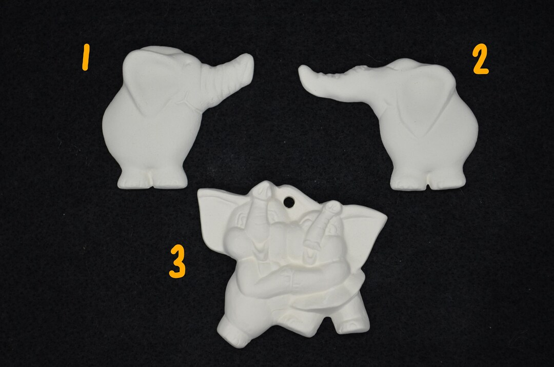Happy Elephants! Ceramic Bisque Unpainted Ready to Paint DIY - Etsy