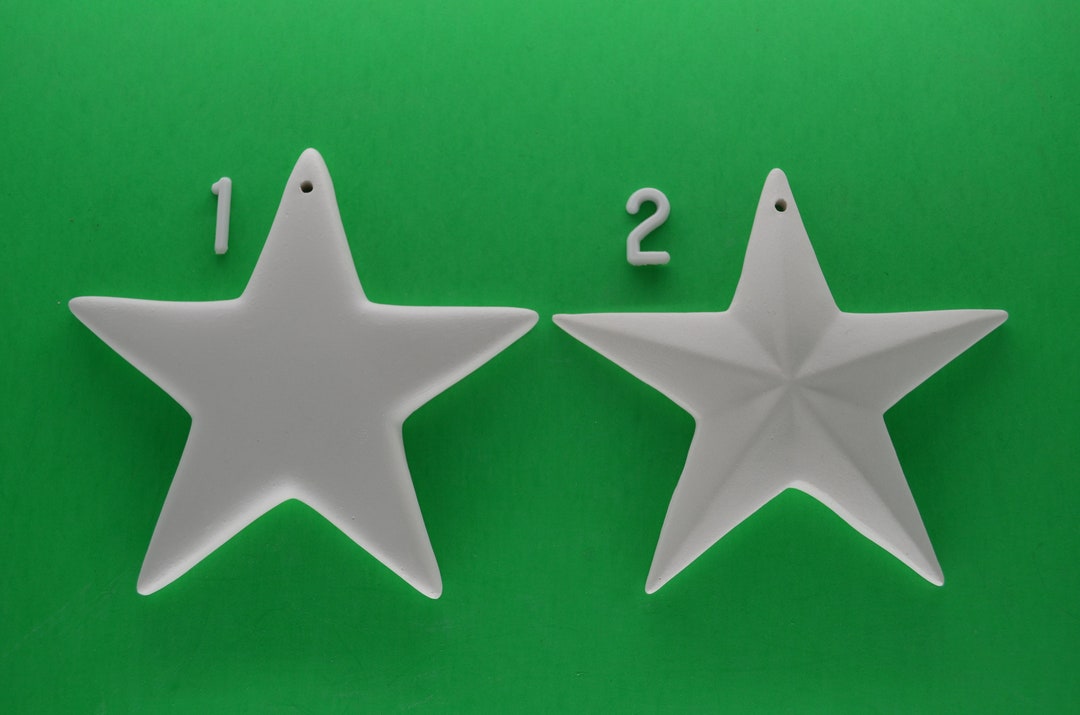 Large Stars, Size 4" X 4", Various Styles, Ceramic Bisque Unpainted ...