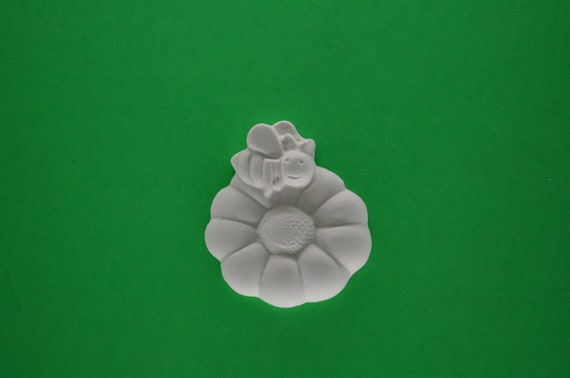 Flower with Bee. Ceramic Bisque Unpainted Ready to Paint DIY | Etsy