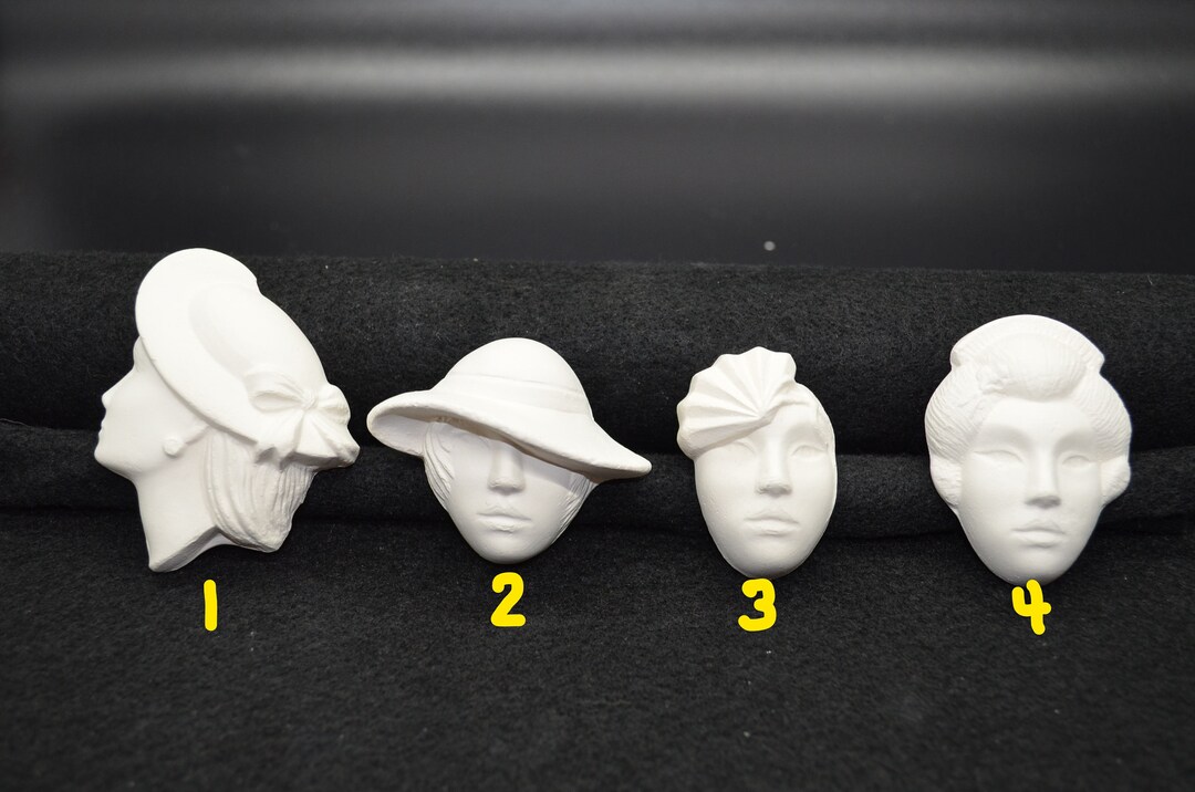 Lady Pins and or Pendants, Various Styles, Ceramic Bisque Unpainted ...