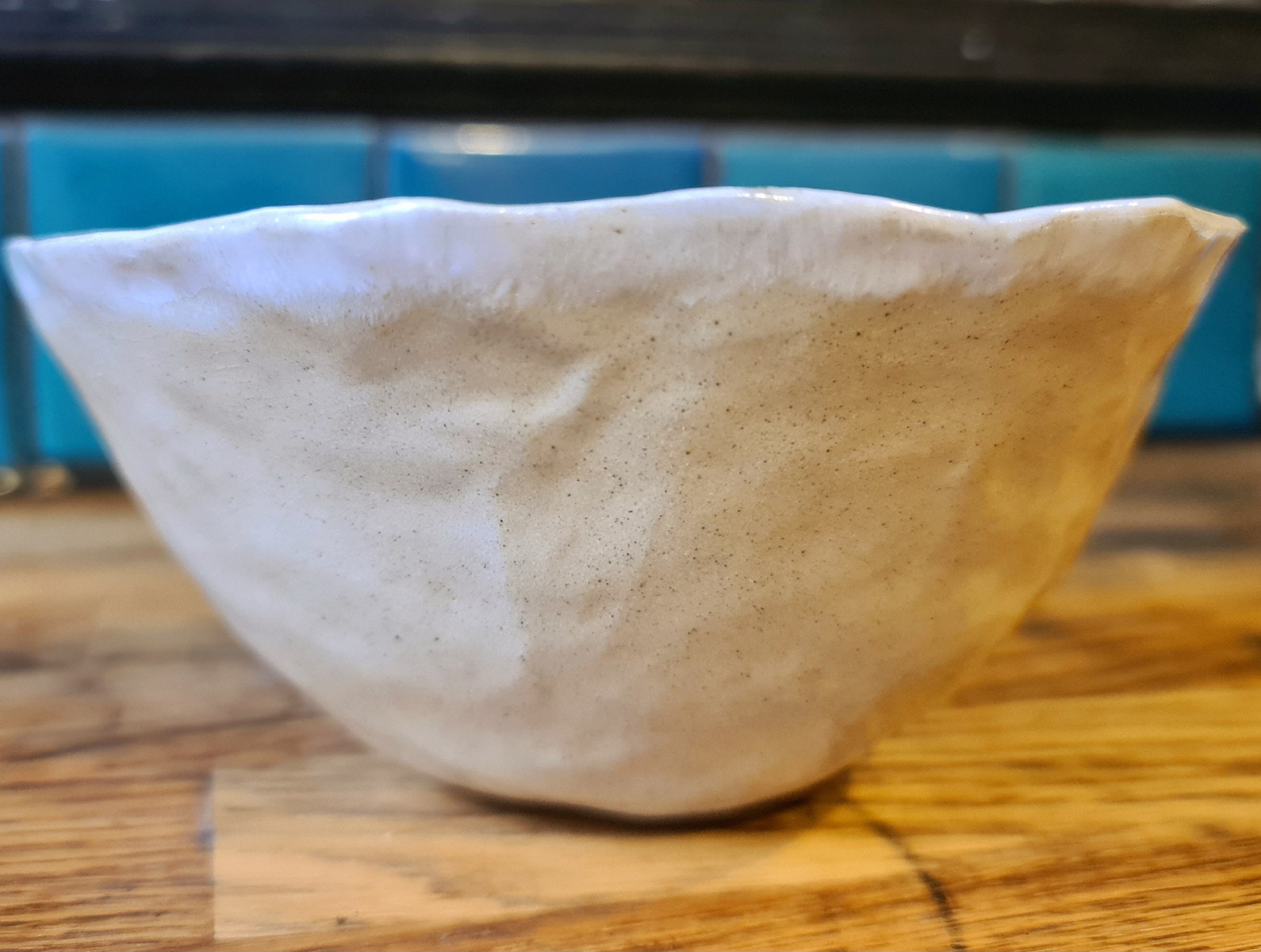 Hand Made Bowl Ceramic Hand Painted Folk Leaves Birds Nature Stoneware ...