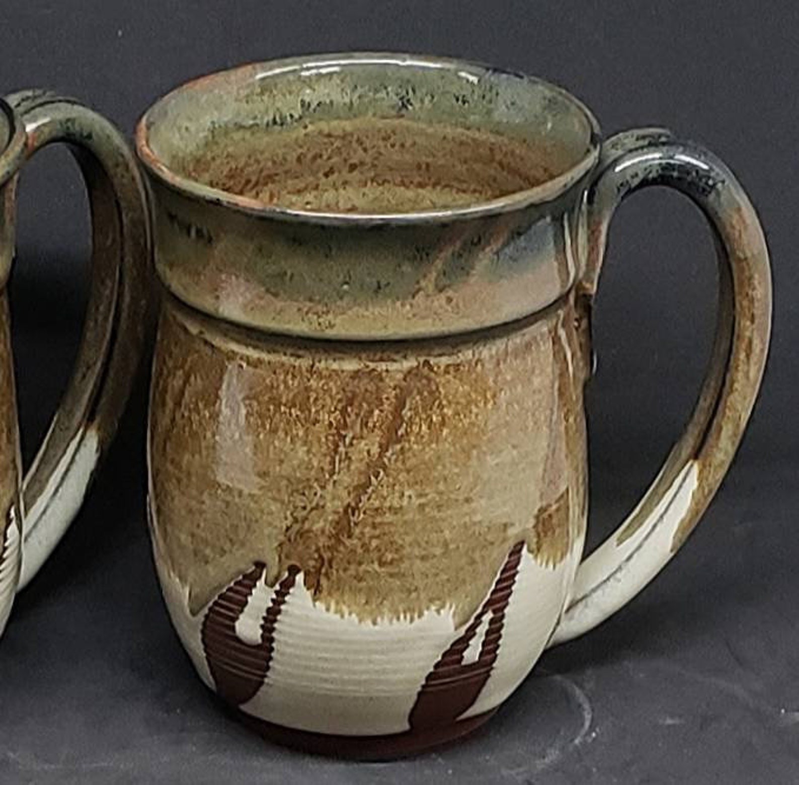 Set of 2 Large Handle Mugs Pottery Mug Large Earthy Mug | Etsy