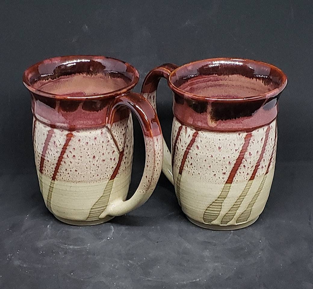 Set of 2 Large Handle Mugs Pottery Mug Large Earthy Mug - Etsy