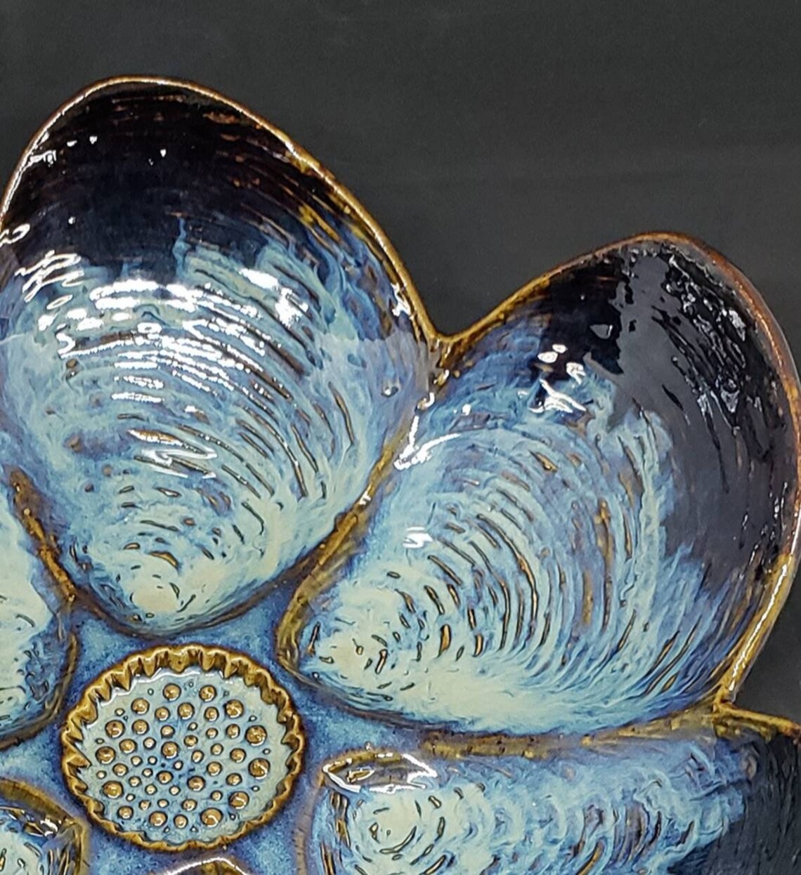 Textured Pottery Bowl With Embossed Shell Pattern Unique - Etsy UK