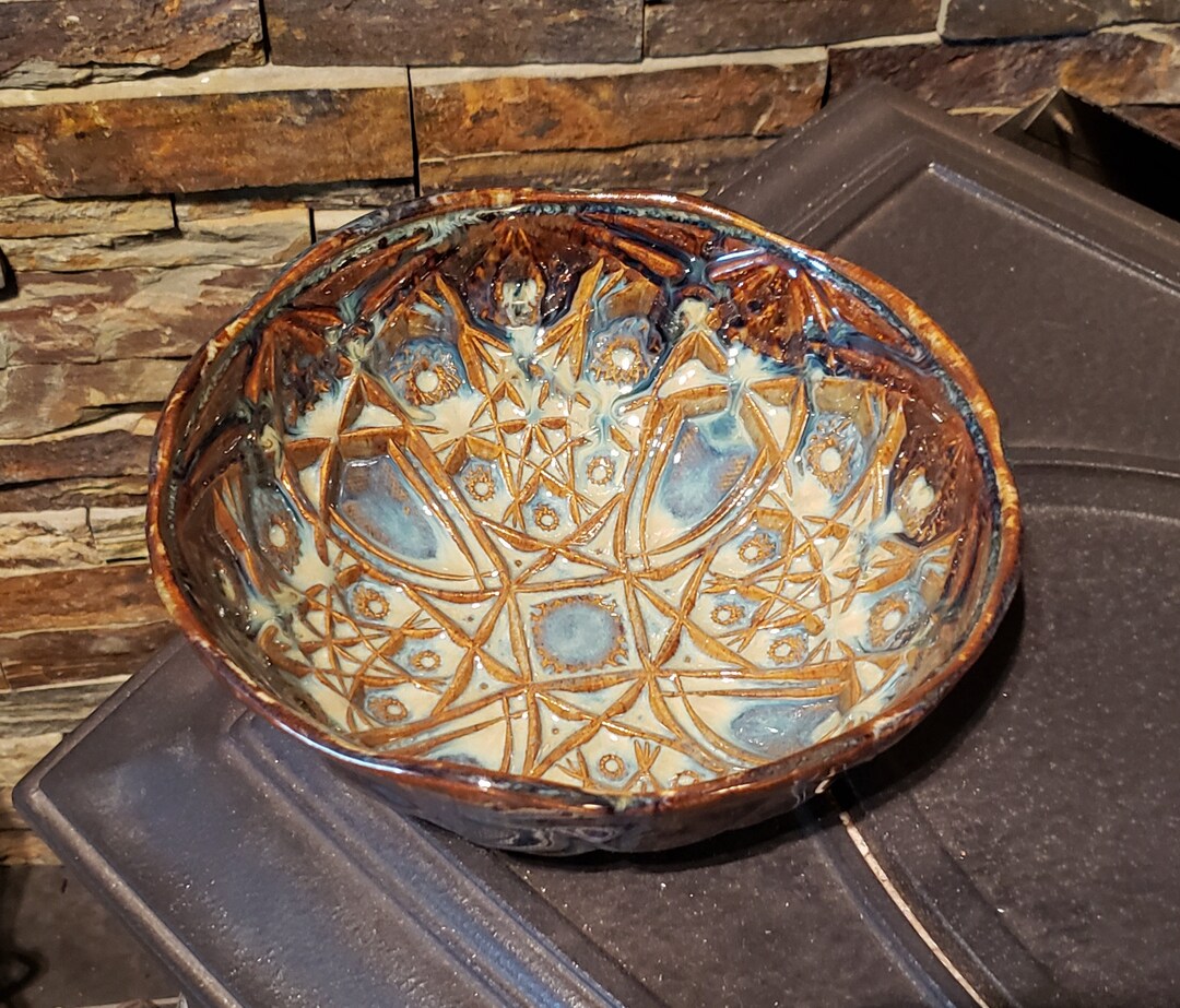 Medium Textured Bowl - Geometric Pattern Pottery Bowl - Handmade ...