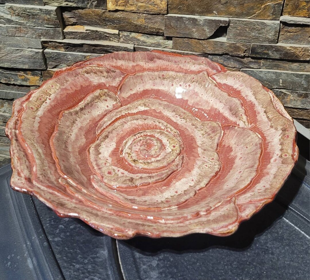 Textured Floral Plate - Rose Flower Design - Decorative Clay Plate ...