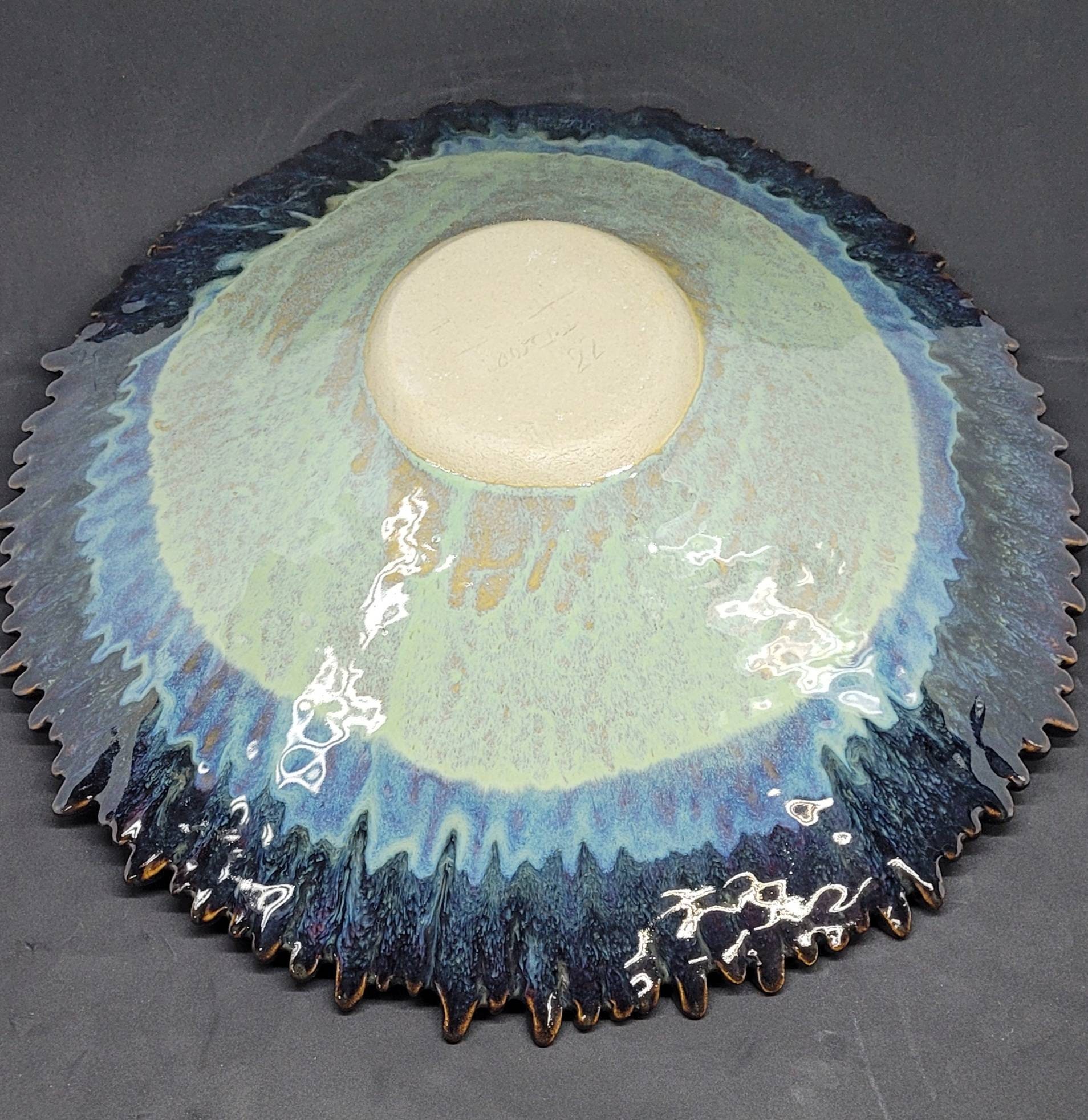 Large Decorative Star Burst Pottery Bowl Textured Pottery - Etsy